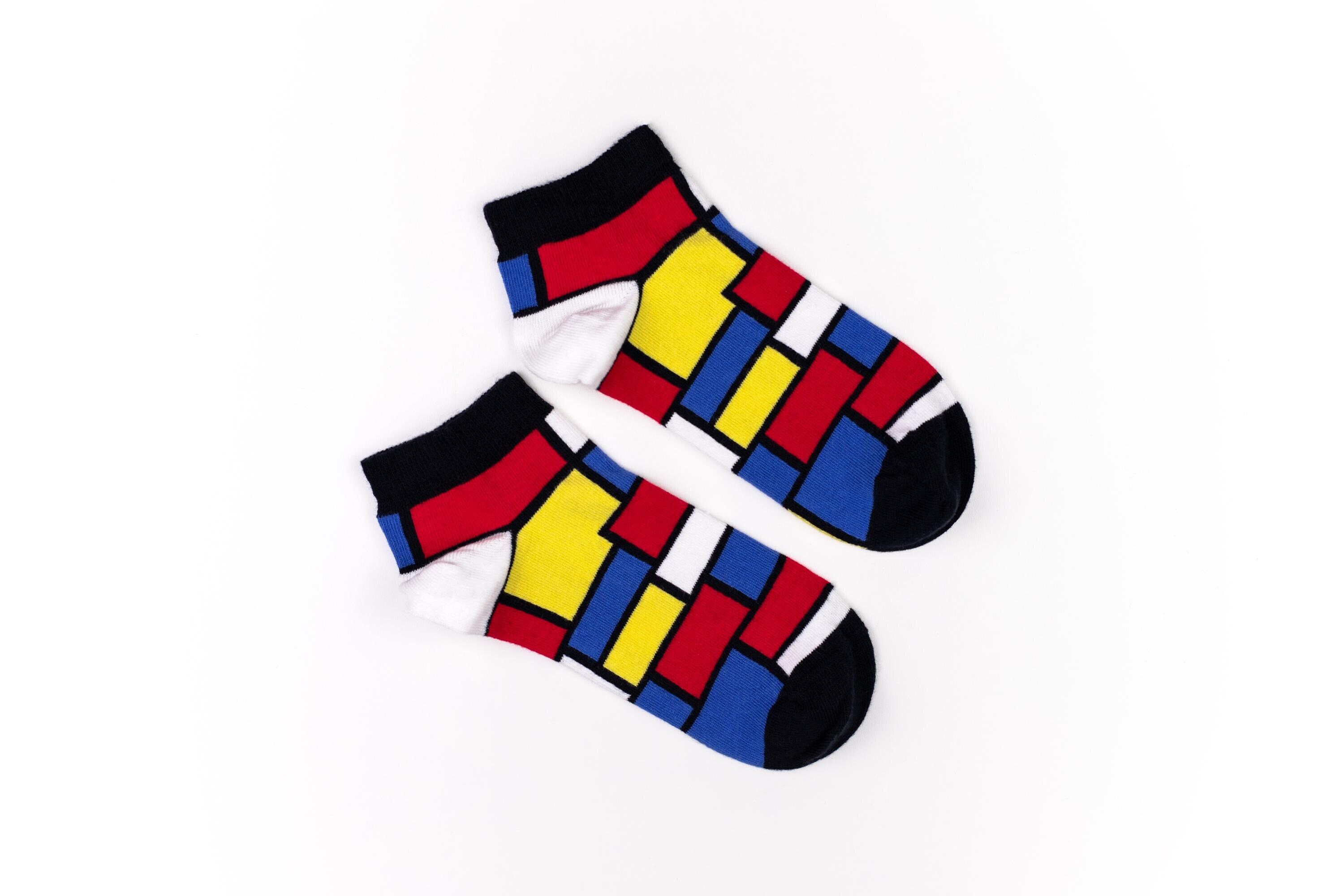 Piet Mondrian Socks, Ankle Socks, Art Socks, Low Cut Artist Socks, Red ...
