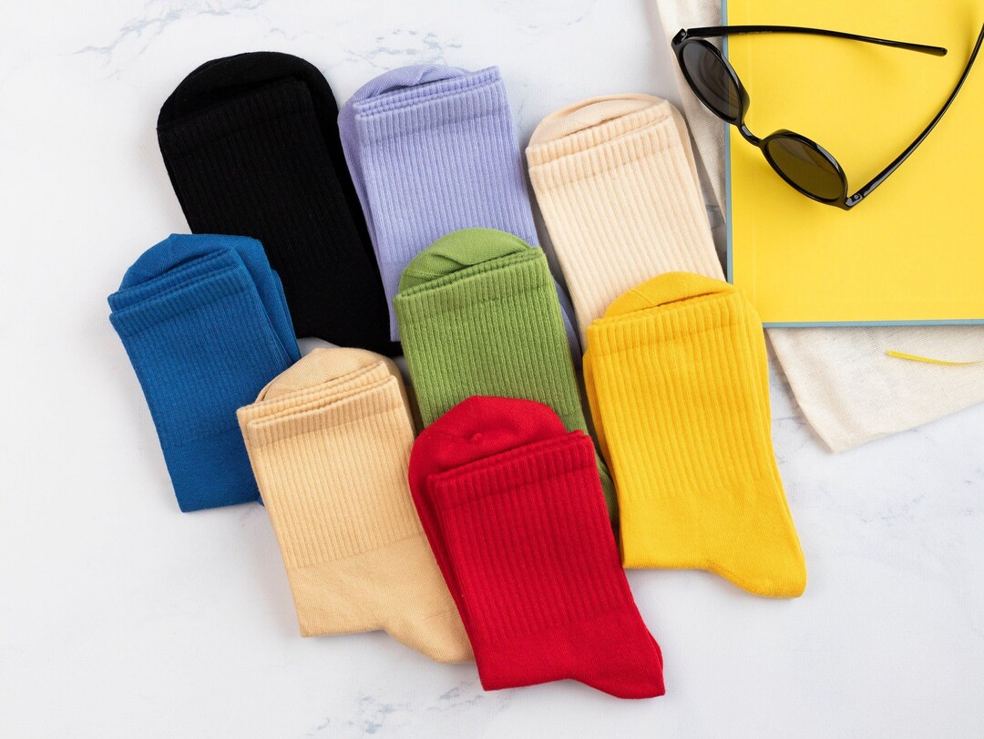 Solid Color Socks, School Socks, Plain Socks, Colorful Socks, Tennis ...