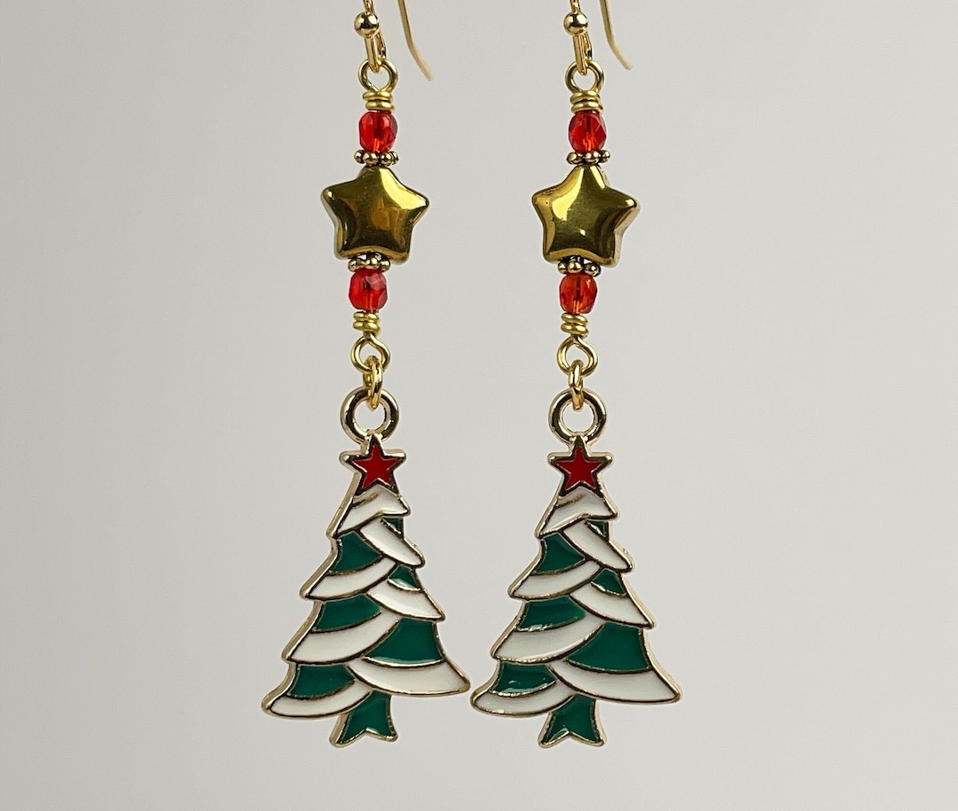 Christmas Dangle Earrings Colorful Enamel Garland-festooned - Etsy