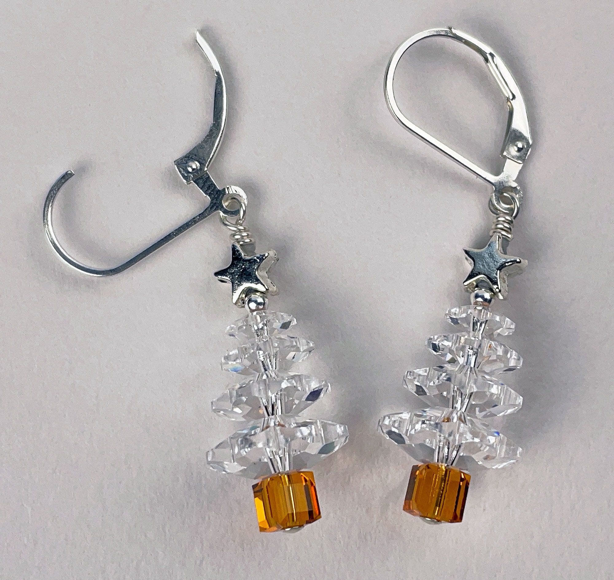 Christmas Tree Dangle Earrings Clear Austrian Crystals With - Etsy