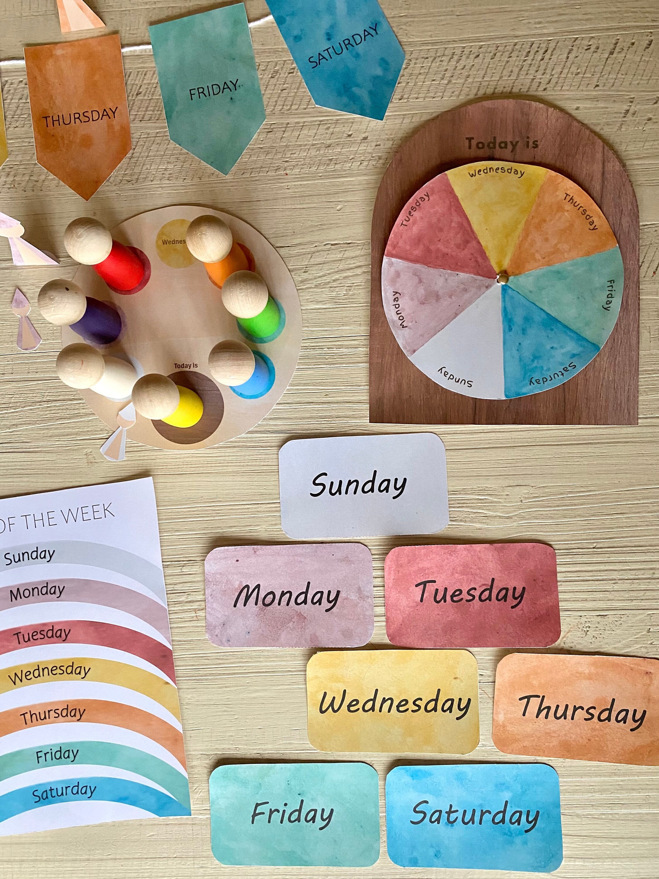 Waldorf Days of the Week Learning Pack: Watercolor Homeschool Decor ...