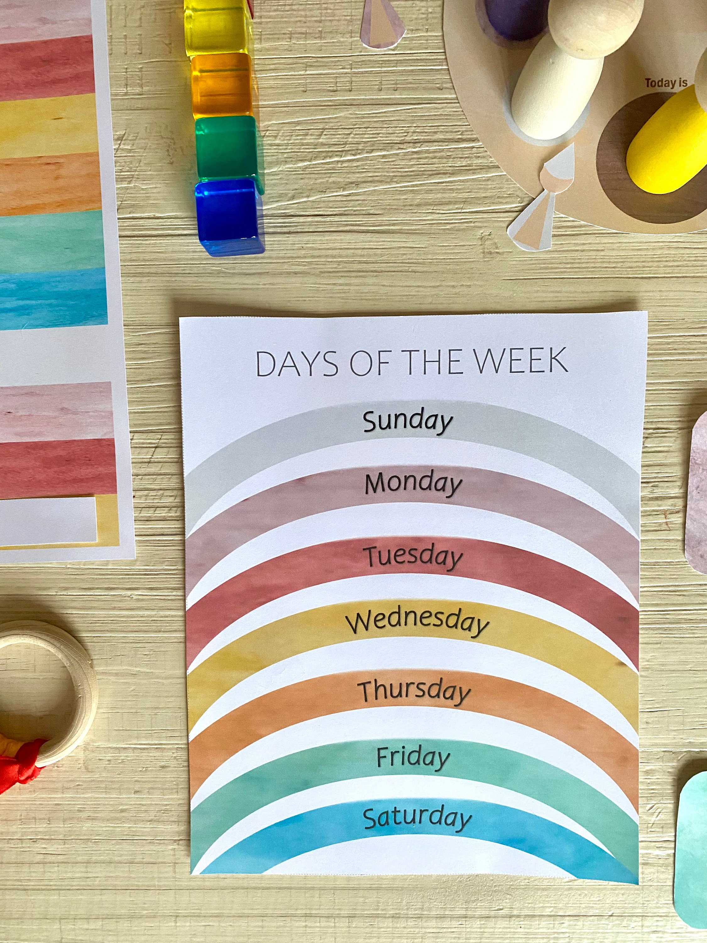 Waldorf Days of the Week Learning Pack: Watercolor Homeschool Decor ...