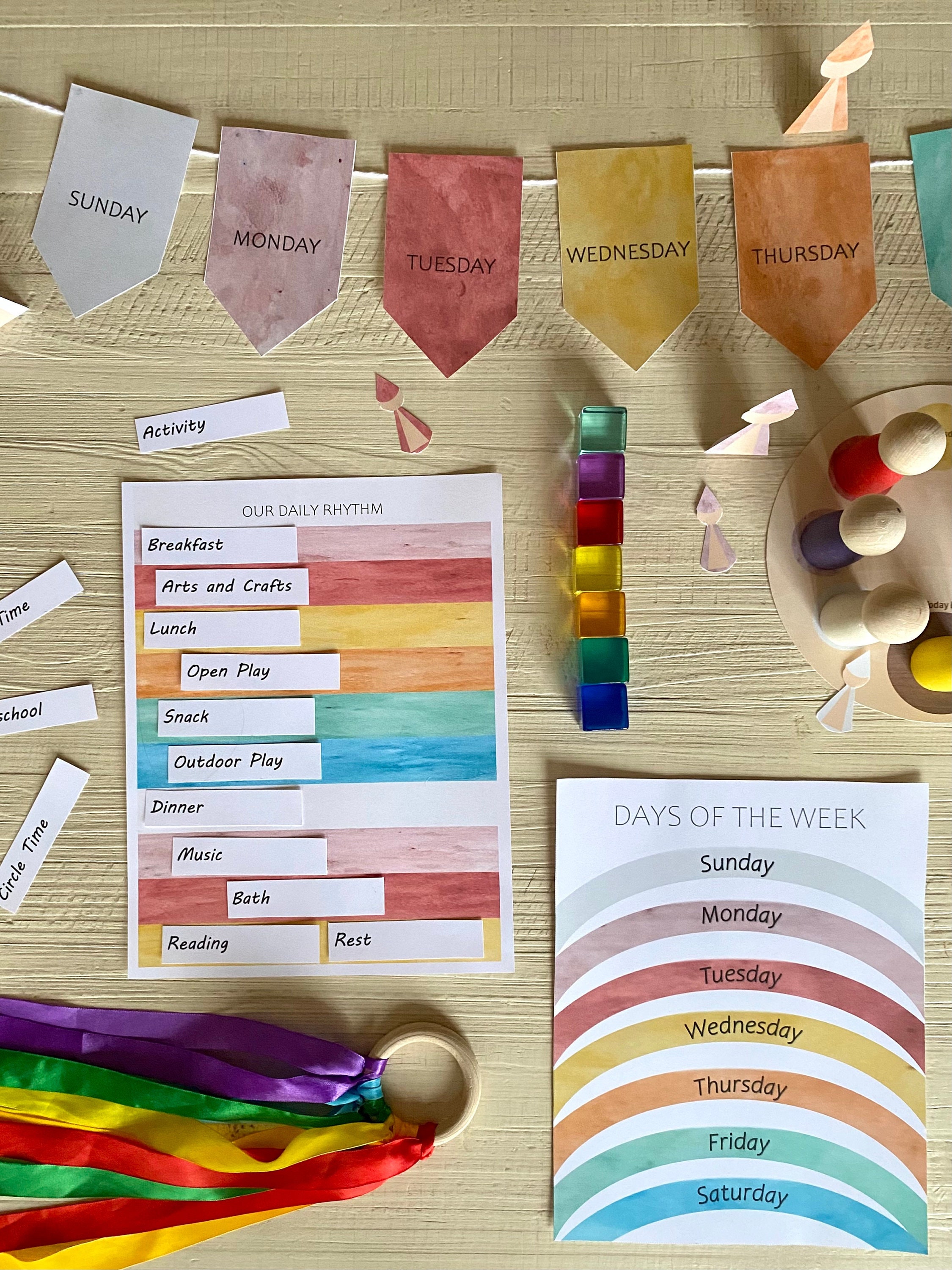 Waldorf Days of the Week Learning Pack: Watercolor Homeschool Decor ...