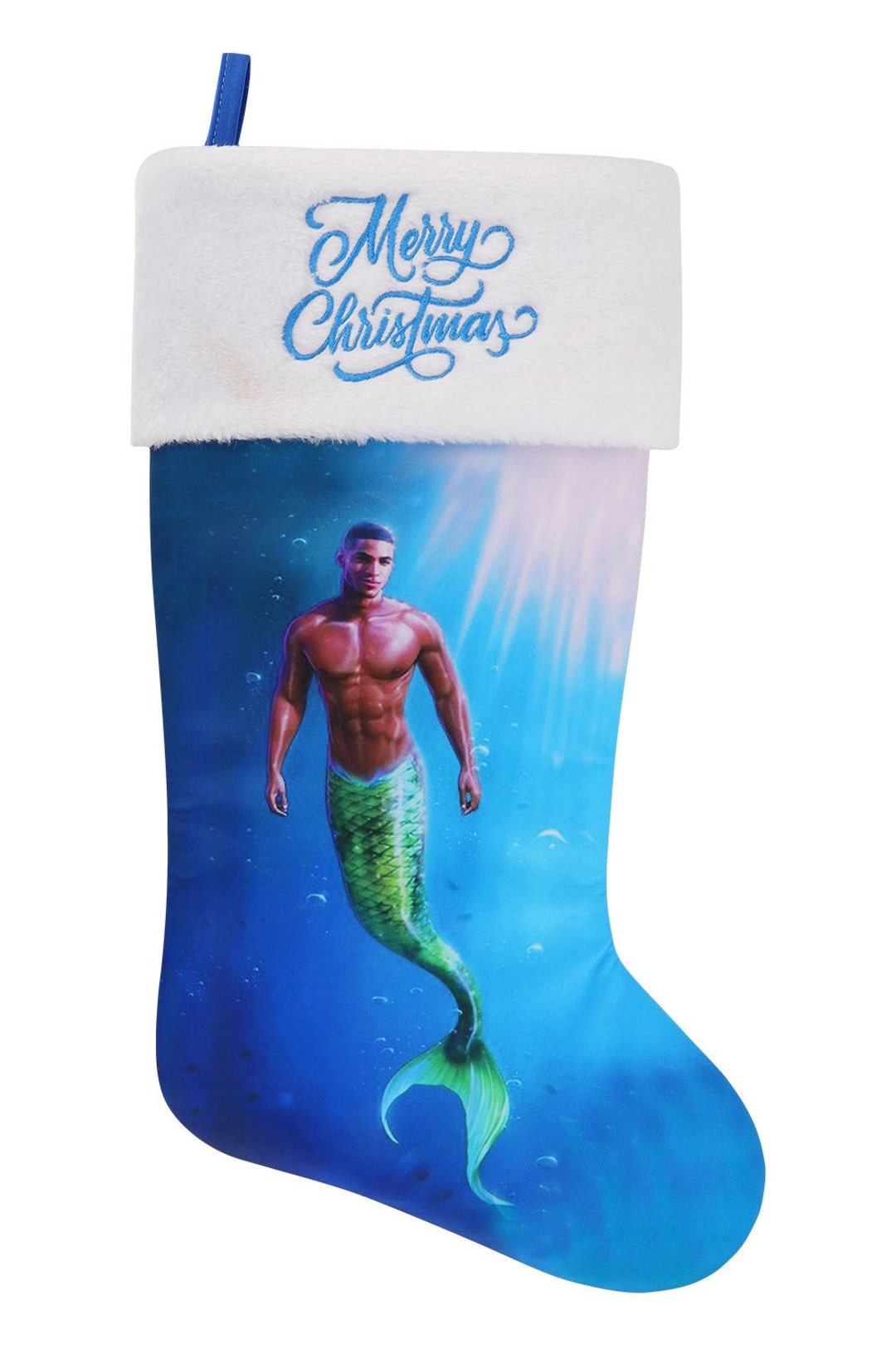Hot Black Merman Christmas Stocking - Etsy