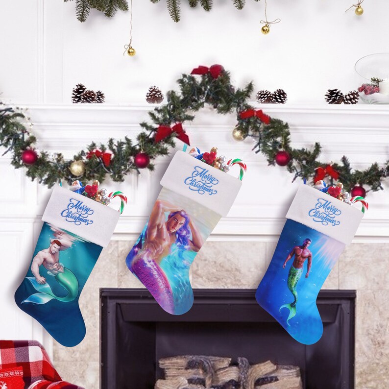 Hot Black Merman Christmas Stocking - Etsy
