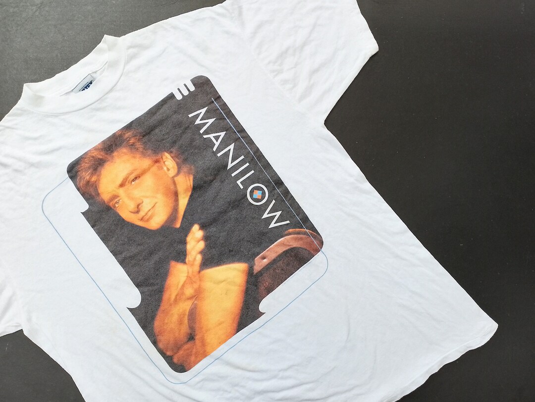 Vintage 1997 Barry Manilow Tour of the World T Shirt Size XL (W 23.5 X ...