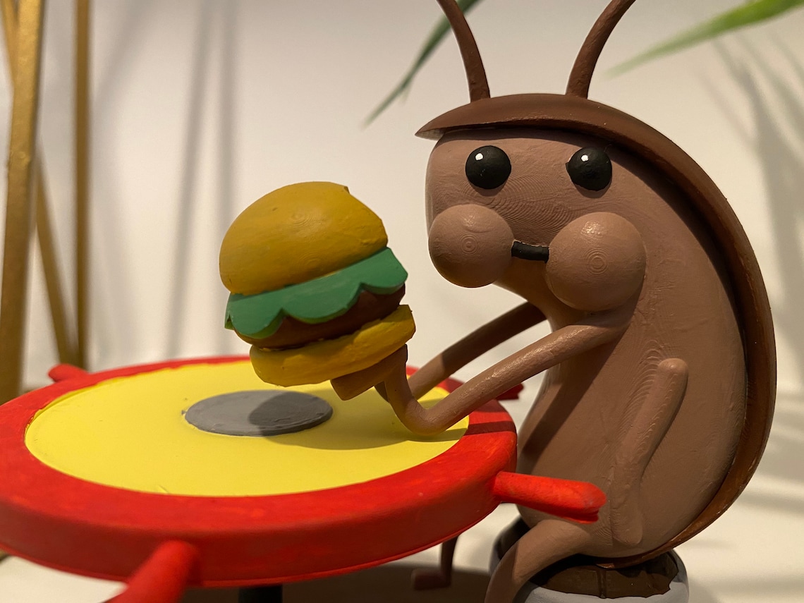 Spongebob Cockroach Eating a Krabby Patty Diorama - Etsy