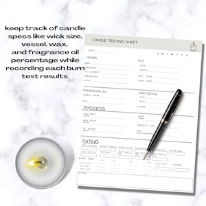 Candle Testing Sheet - Etsy