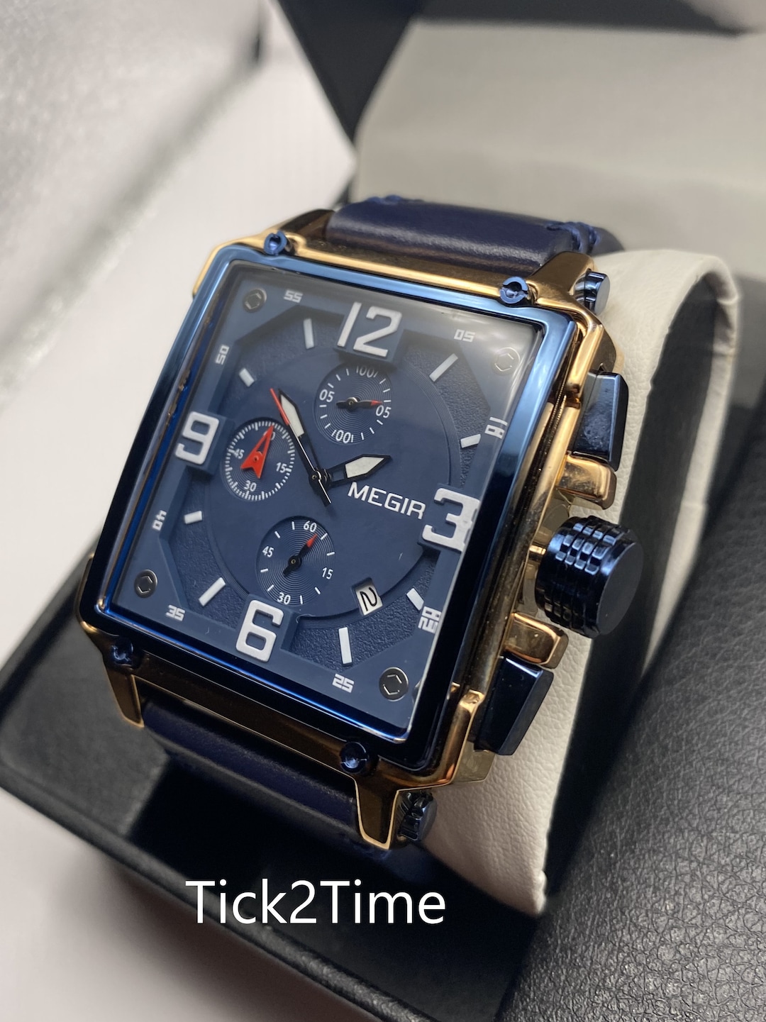 Men's Watch, Leather Strap Square Luxury Mans Wristwatch, Watches ...
