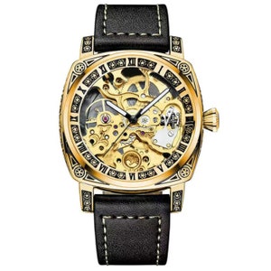 Men's Watches Skeleton Mechanical Automatic Engraved, Stainless Steel ...