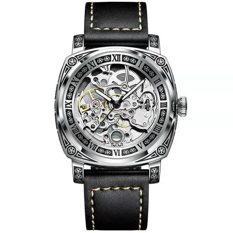 Men's Watches Skeleton Mechanical Automatic Engraved - Etsy