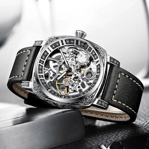 Men's Watches Skeleton Mechanical Automatic Engraved, Stainless Steel ...