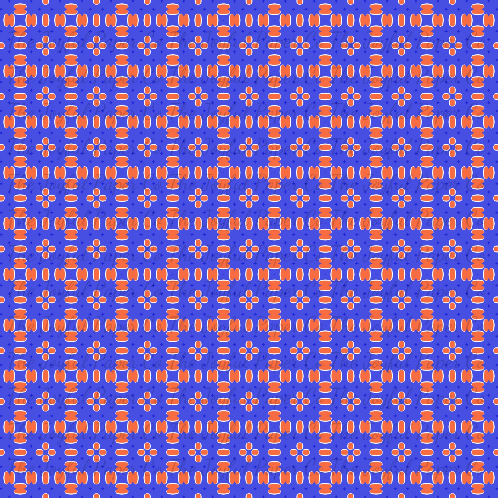 Orange and Blue Digital Paper Pack, Geometric Patterns, Abstract ...