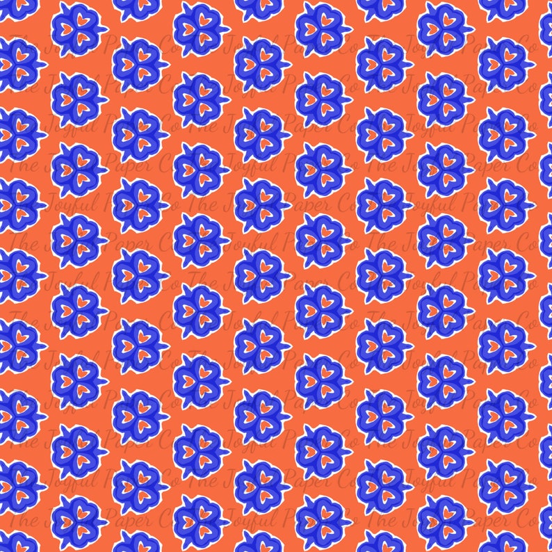 Orange and Blue Digital Paper Pack, Geometric Patterns, Abstract ...