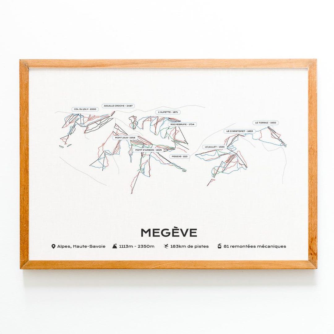 Poster of the Megève Ski Resort Piste Map | Ski Resort Map - Etsy