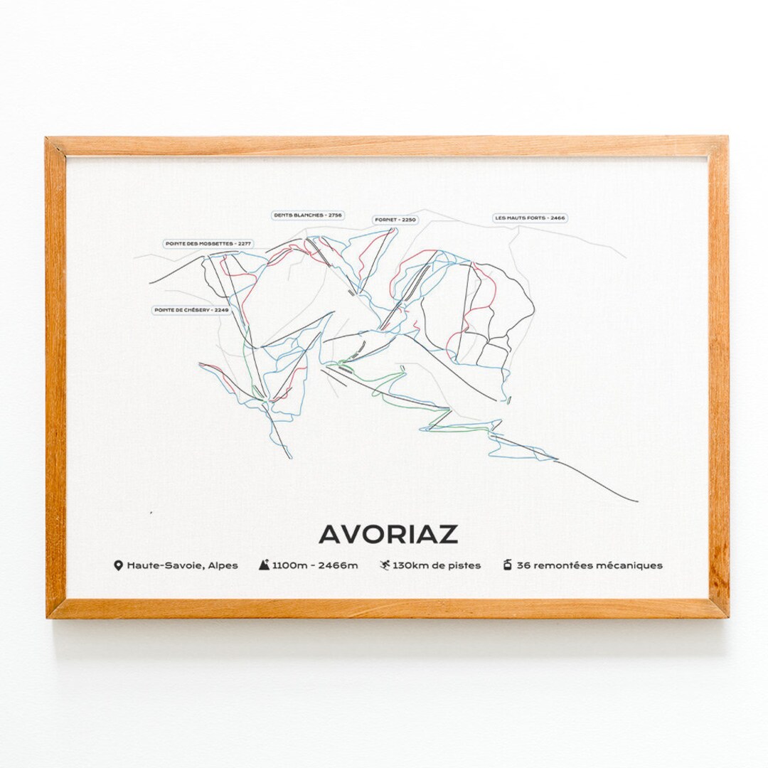Poster / Map of the Avoriaz Resort Slopes | Ski Resort Map - Etsy UK