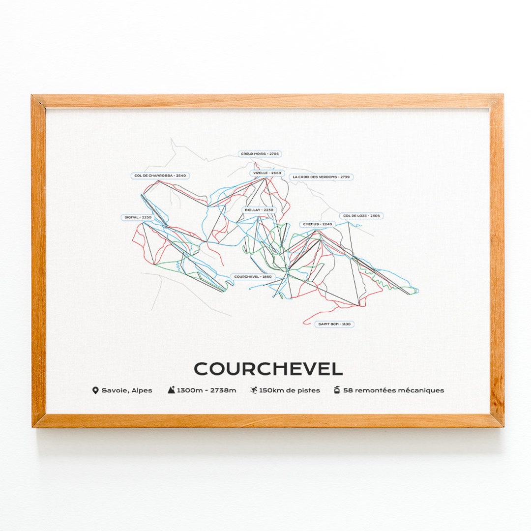 Poster / Poster of the Courchevel Resort Slope Map | Ski Resort Map - Etsy