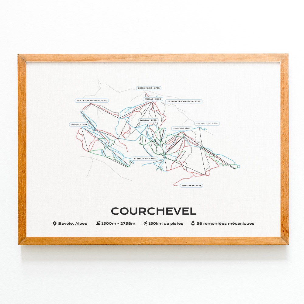Poster / Poster of the Piste Map of the Courchevel Resort Ski Resort ...