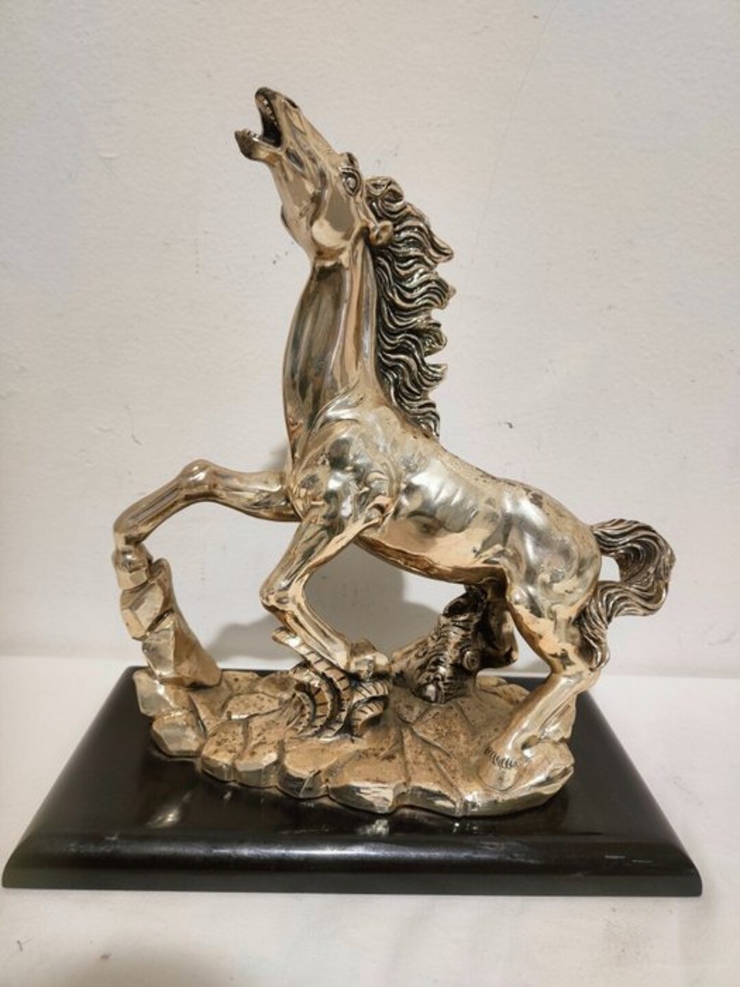 Prancing Horse Statue in Laminated Silver Timeless Elegance - Etsy