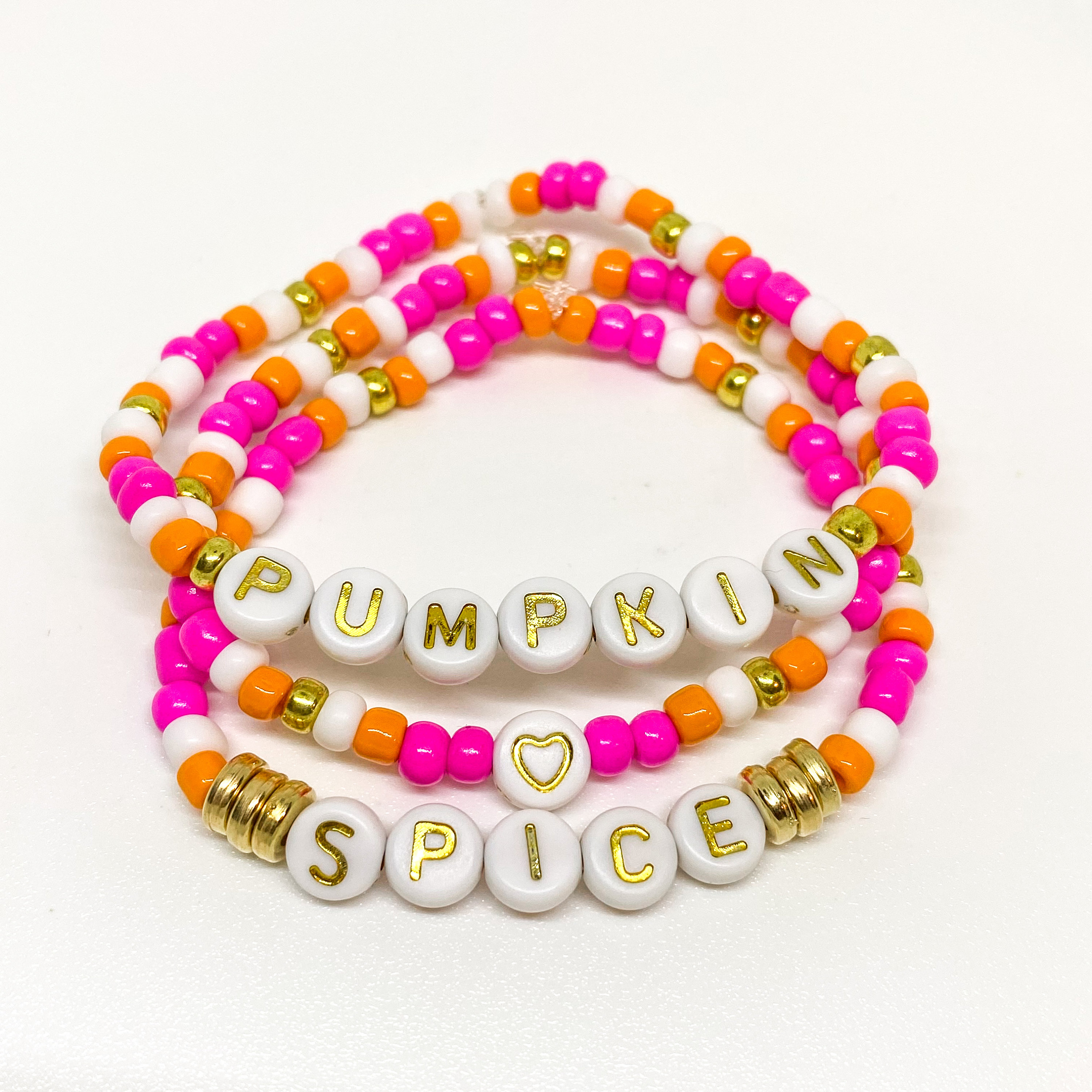 Pumpkin Spice Friendship Bracelet, Fall Stack Bracelets, Orange and ...