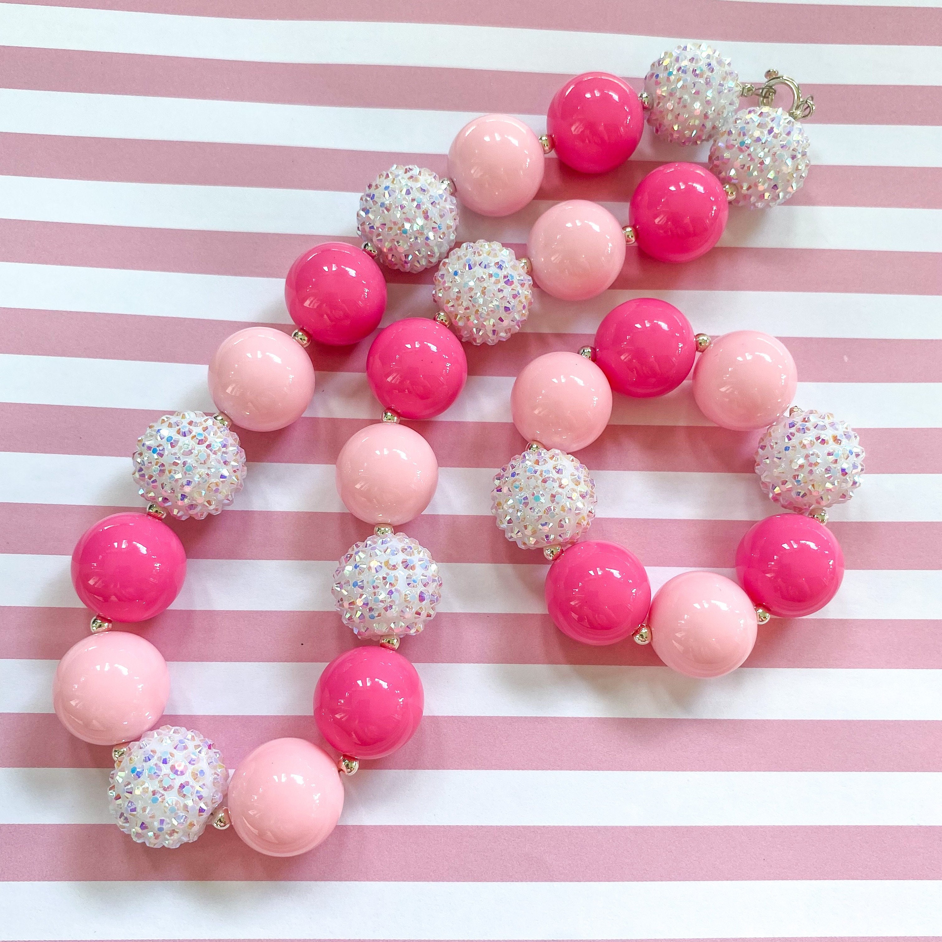 Pink Bubblegum Necklace, Girl Toddler Chunky Necklace, Little Kids Pink ...