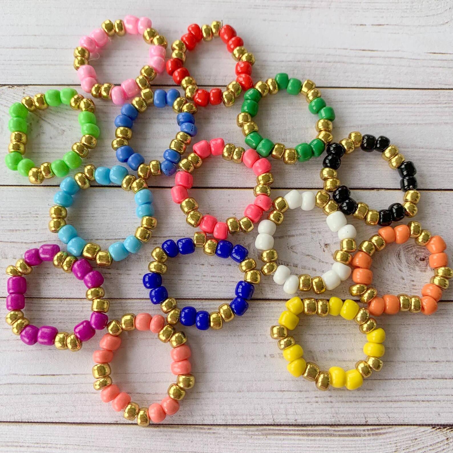 Seed Bead Rings, Stretchy Beaded Ring, Elastic Bead Rings, Seed Bead ...
