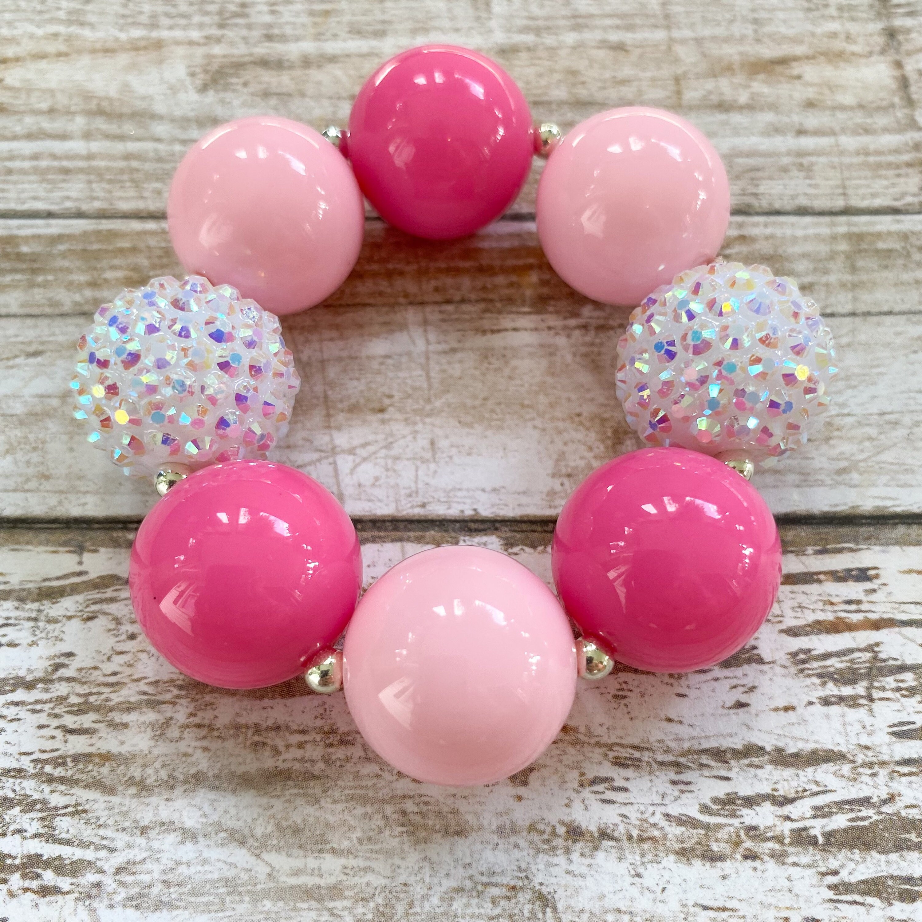 Pink Bubblegum Necklace, Girl Toddler Chunky Necklace, Little Kids Pink ...