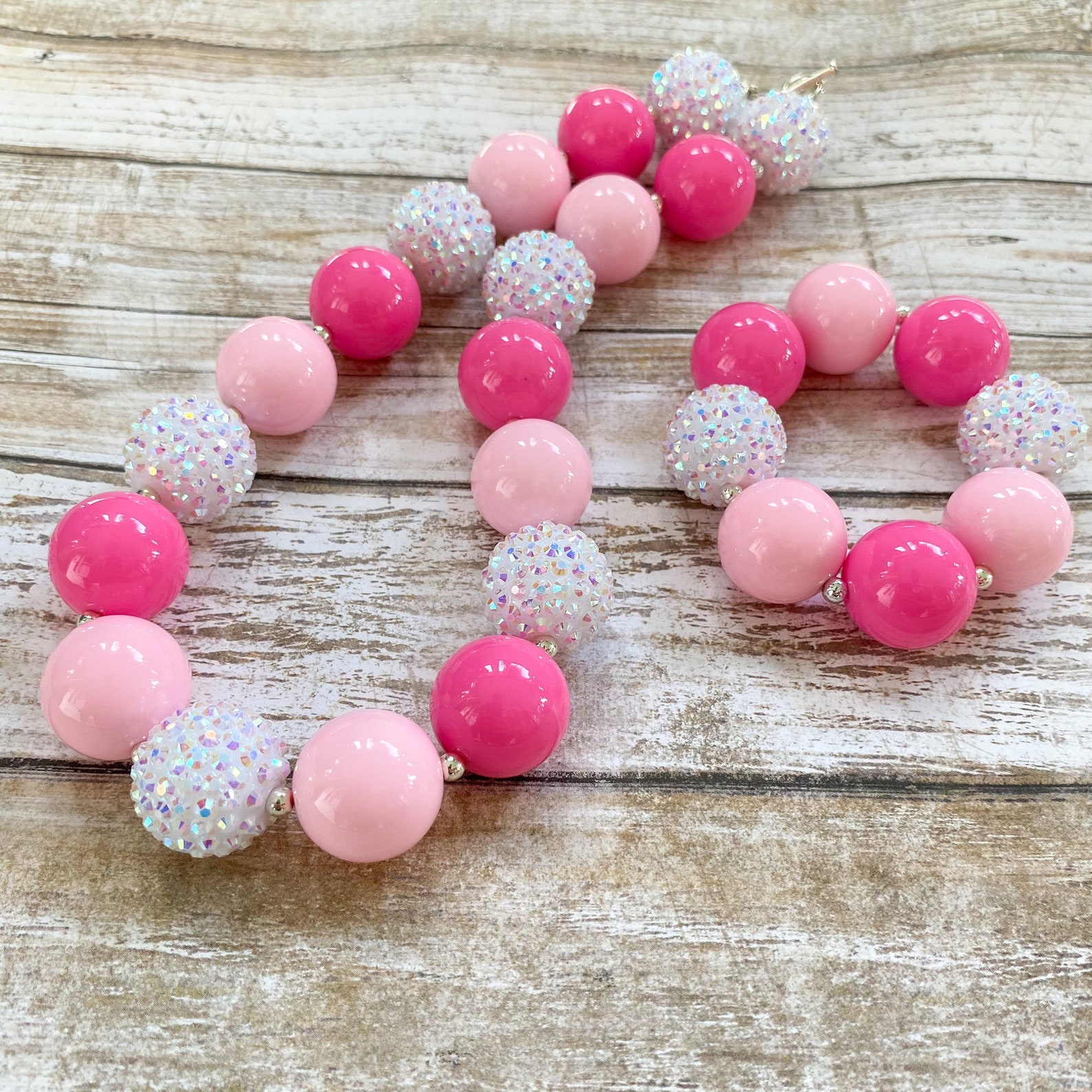 Pink Bubblegum Necklace, Girl Toddler Chunky Necklace, Little Kids Pink ...
