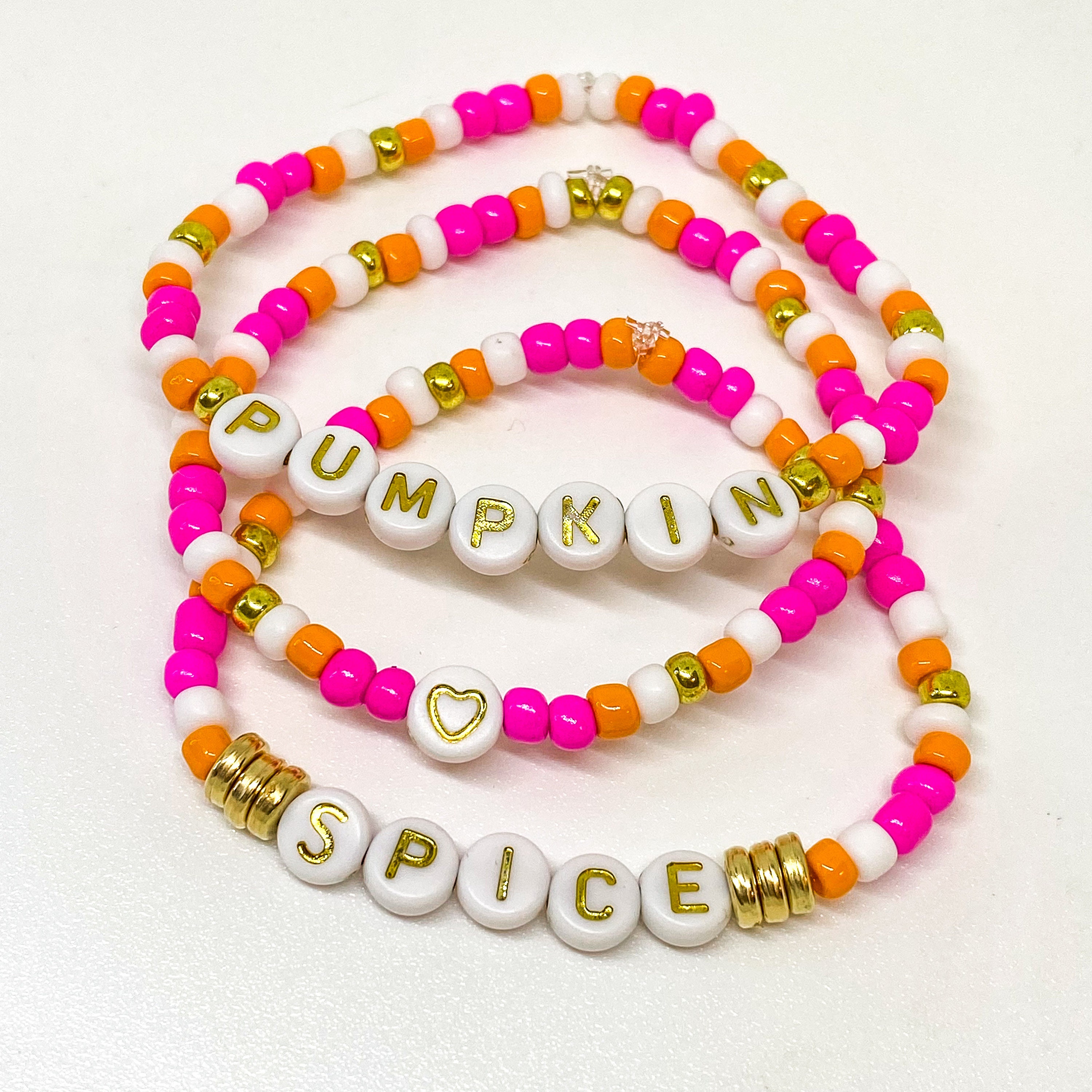 Pumpkin Spice Friendship Bracelet, Fall Stack Bracelets, Orange and ...