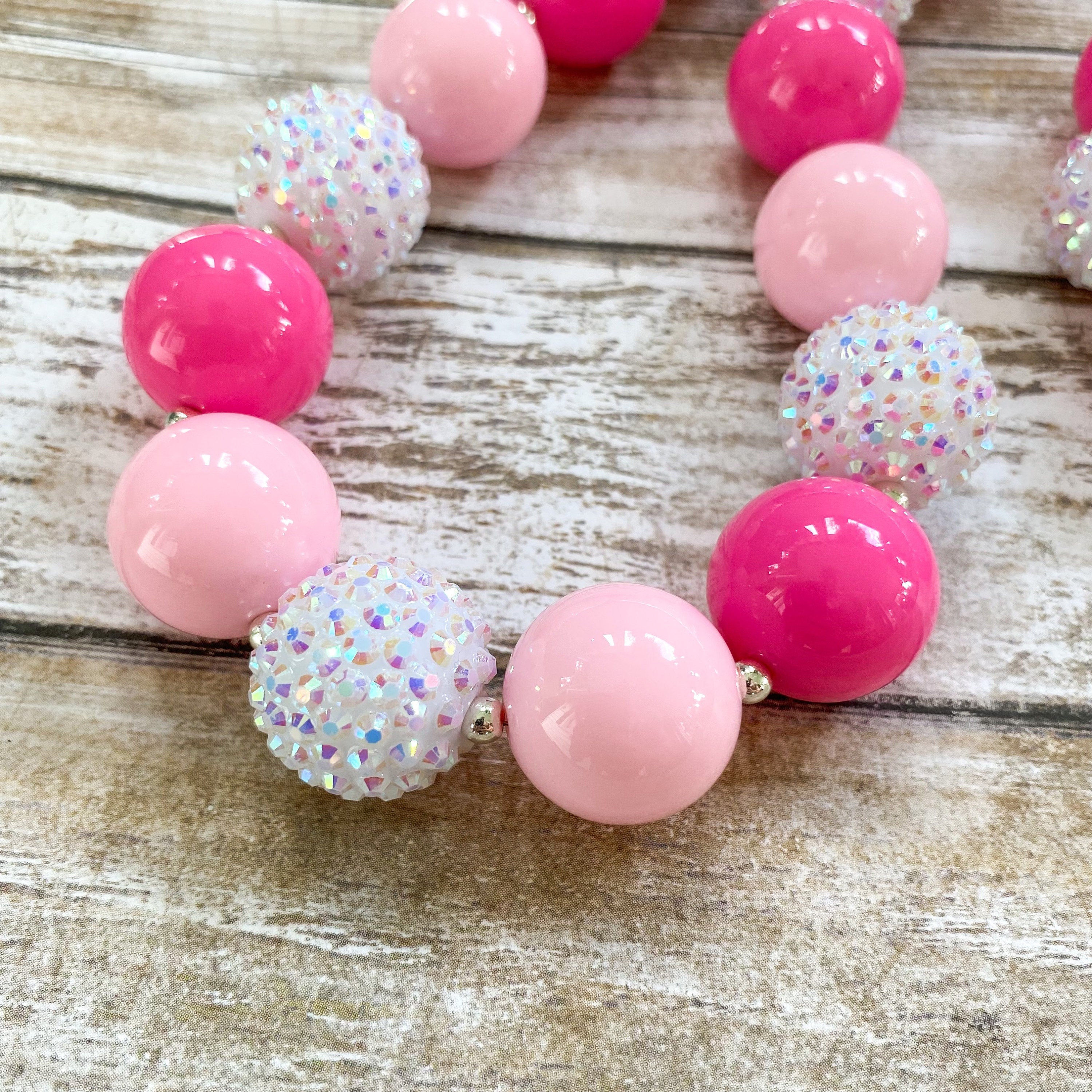 Pink Bubblegum Necklace, Girl Toddler Chunky Necklace, Little Kids Pink ...