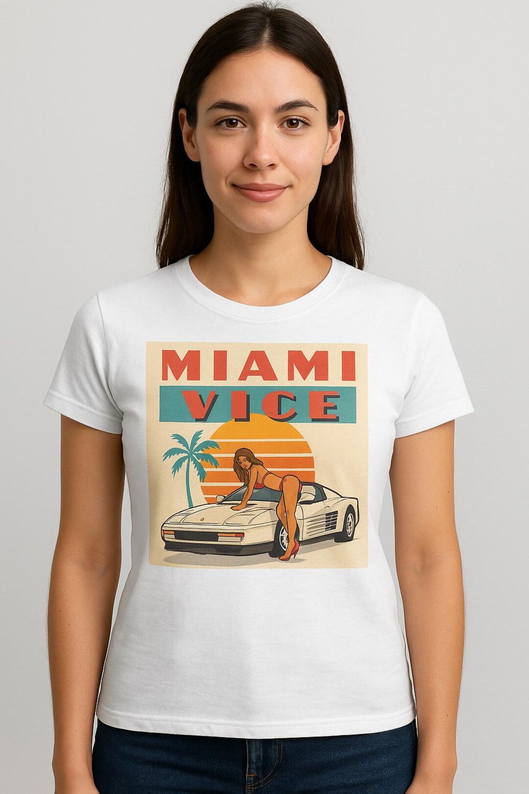 Retro Miami Vice Tee, 80s Vintage Graphic Shirt, Summer Vacation Top ...