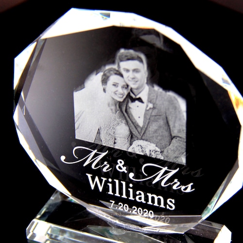 Personalized Anniversary 3D Engraved Crystal Photo Gift - Etsy