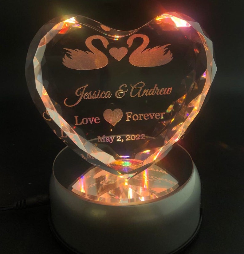 Personalized Crystal Glass Heart With Laser Engraving Etched - Etsy
