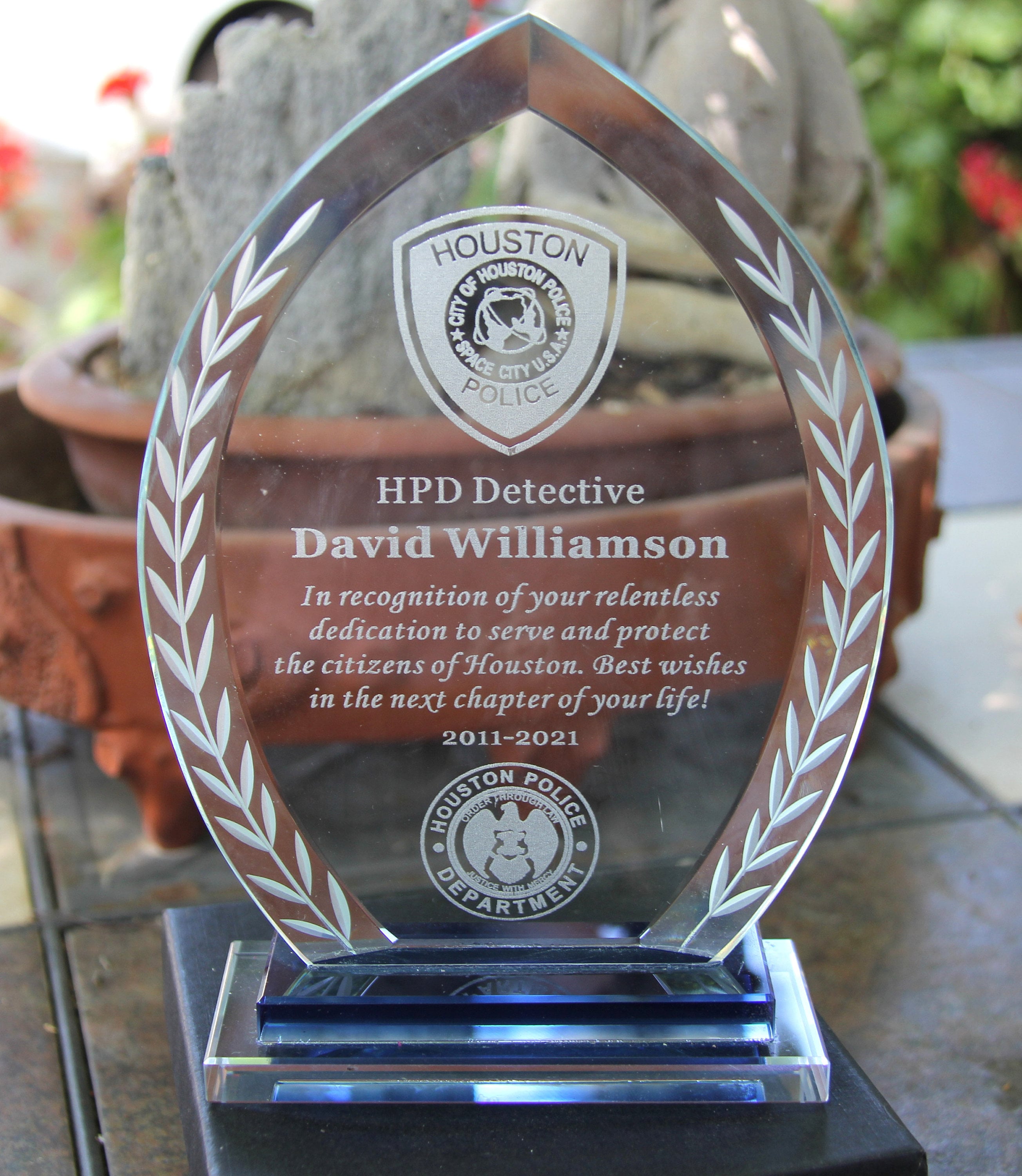 Personalized Crystal Glass Award, Retirement Gift, Recognition Gift ...