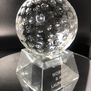 Personalized Crystal Glass Golf Award Trophy, Banquet Gift - Etsy