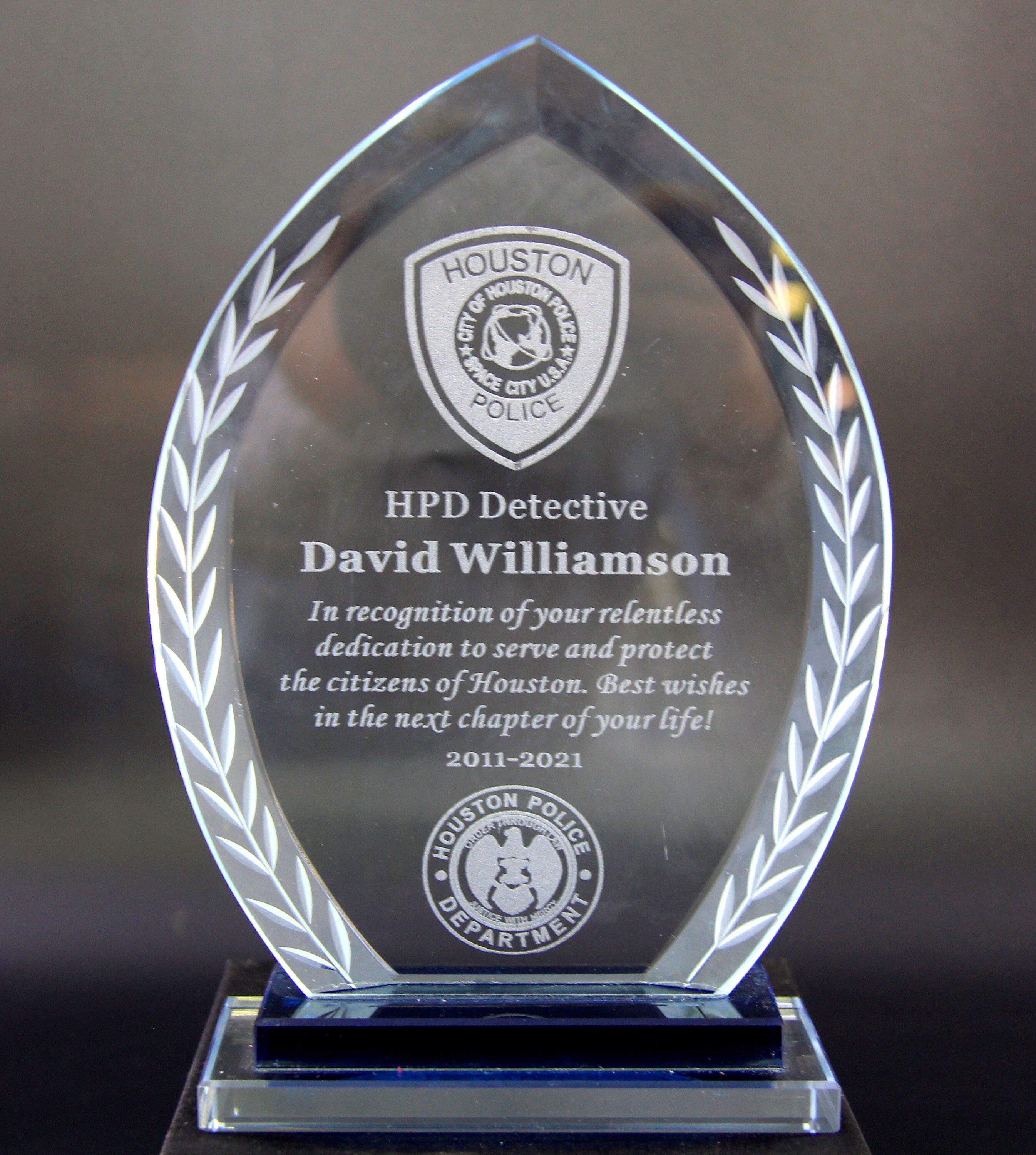 Personalized Crystal Glass Award, Retirement Gift, Recognition Gift ...