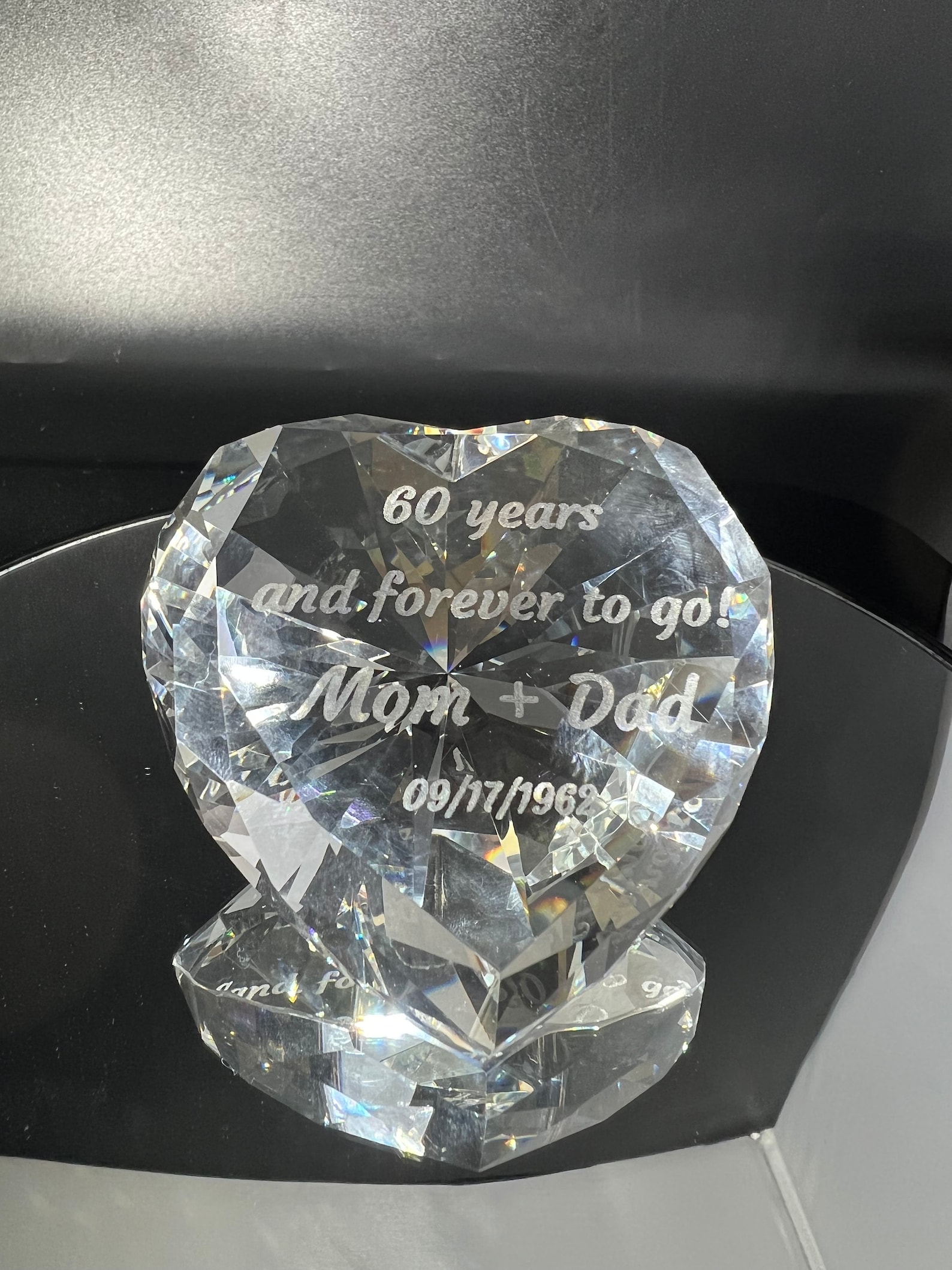 Personalized Crystal Heart Paperweight, Engraved Message, 8cm - Etsy