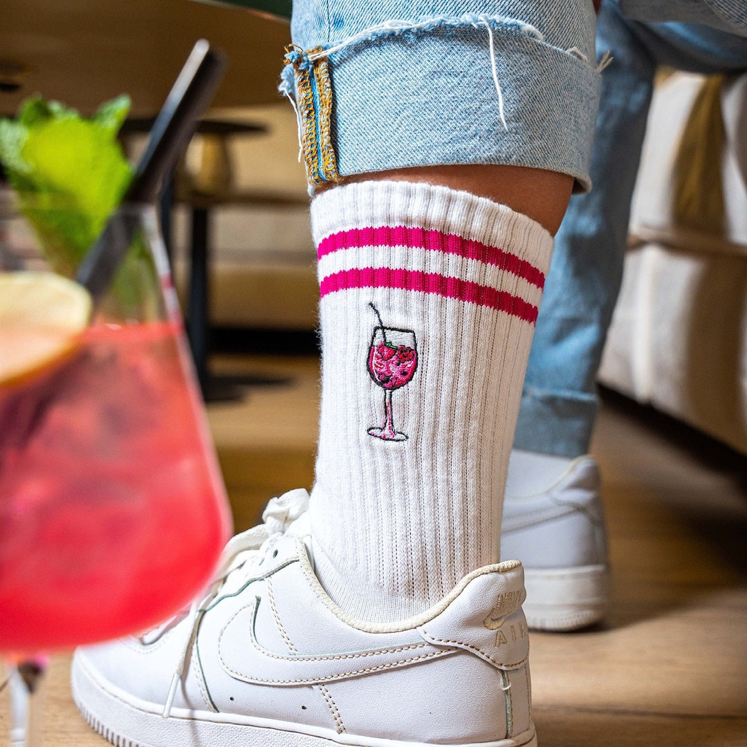 Wildberry Aperitif Socks for Cocktail Fans • Embroidered Organic Cotton ...