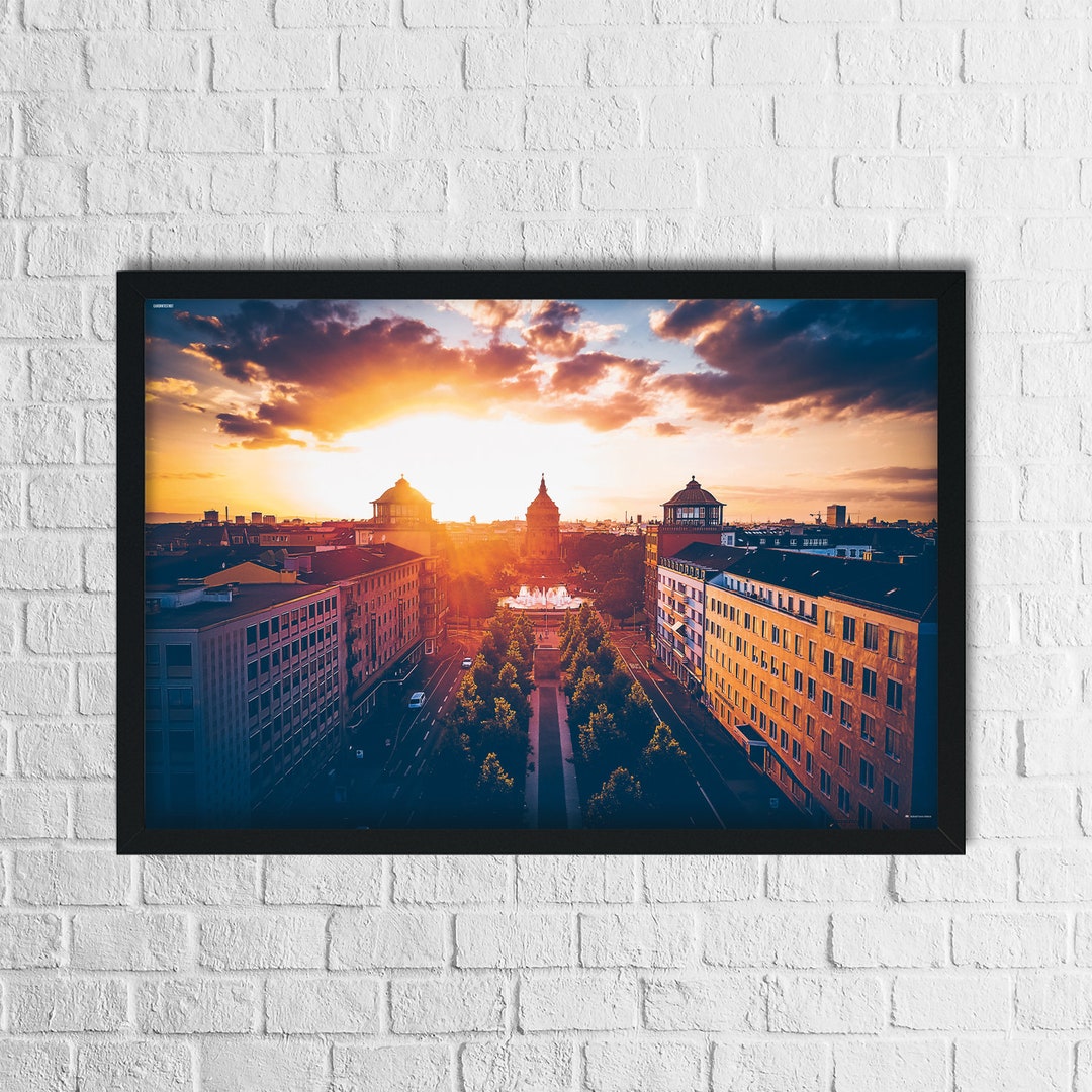 Mannheim Poster Augustaanlage Evening Sun - Etsy