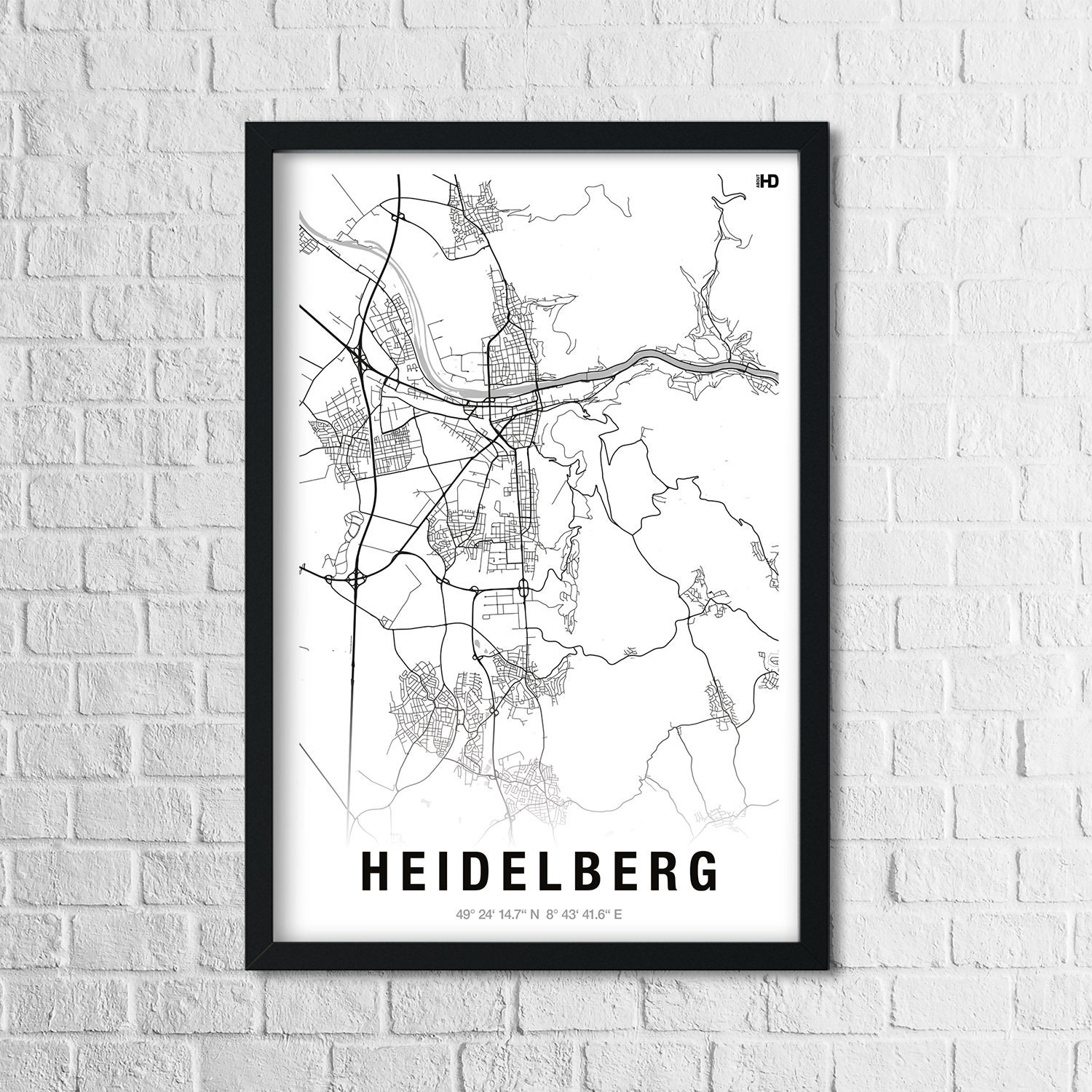 Cartel de Heidelberg mapa de calles blanco - Etsy México