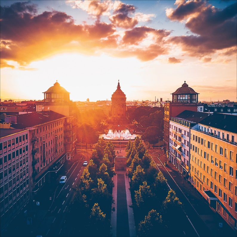 Mannheim Poster Augustaanlage Evening Sun - Etsy