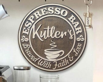 Personalized Coffee Bar Sign Custom Coffee Bar Sign Coffee Bar Décor ...