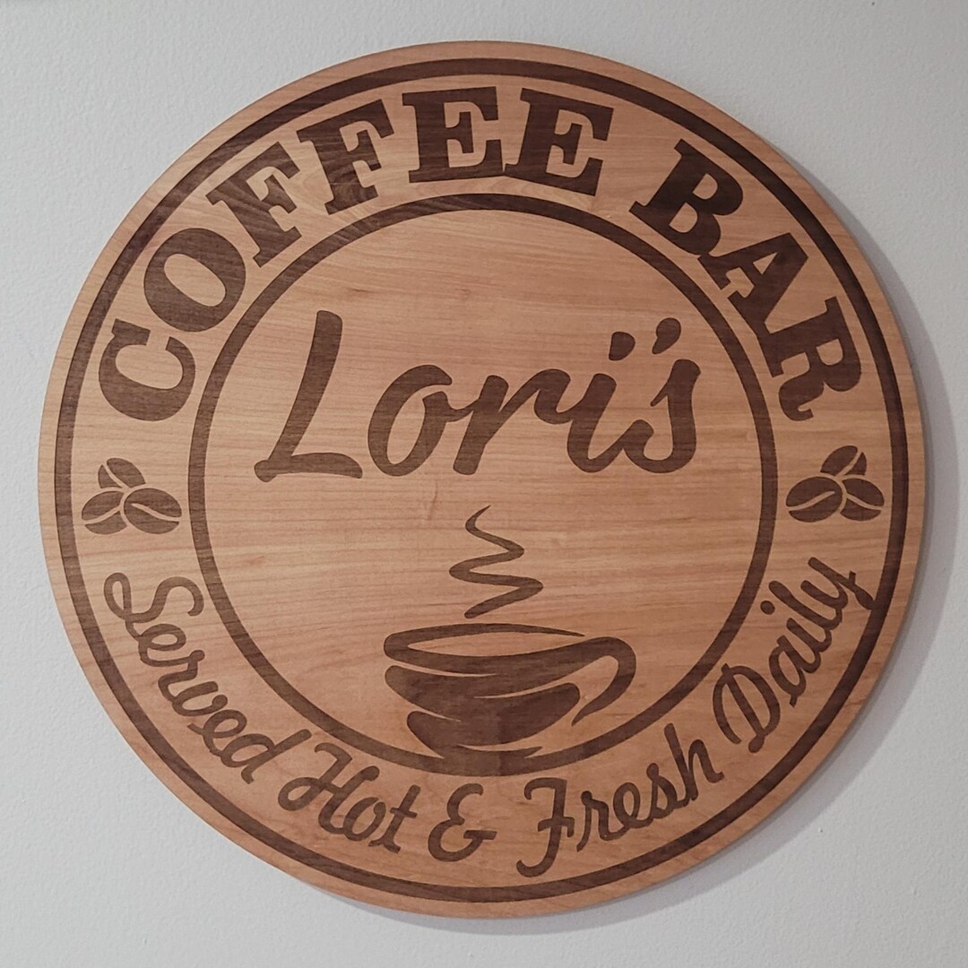 Personalized Coffee Bar Sign: Custom Laser Engraved Birch Wood Décor - Etsy
