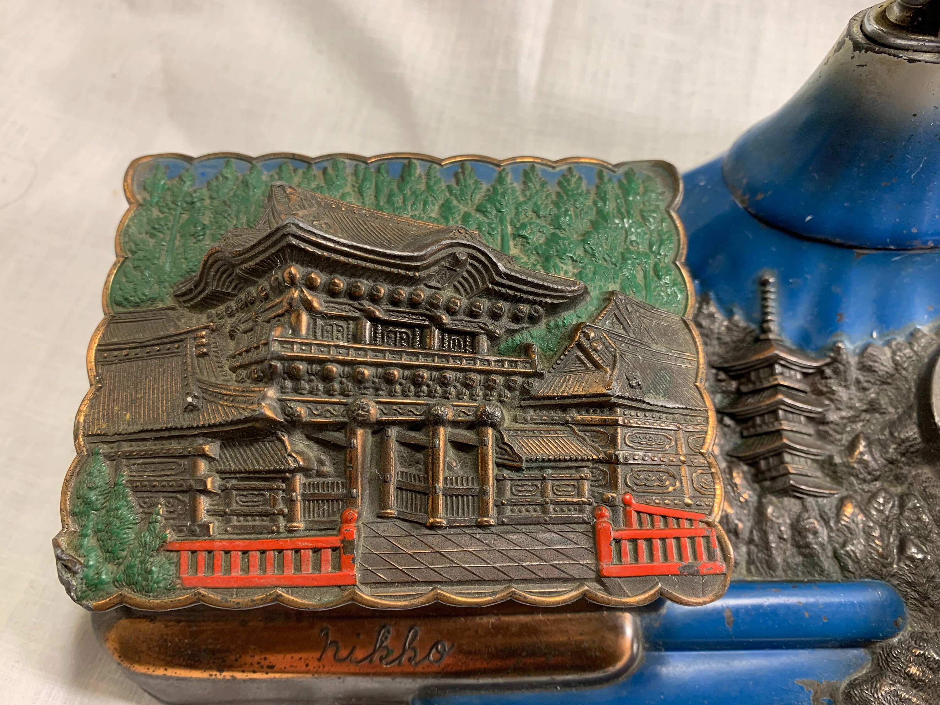 1950s Japanese Post Ww2 Mount Fuji Pagoda Table Top Smoking Set - Etsy