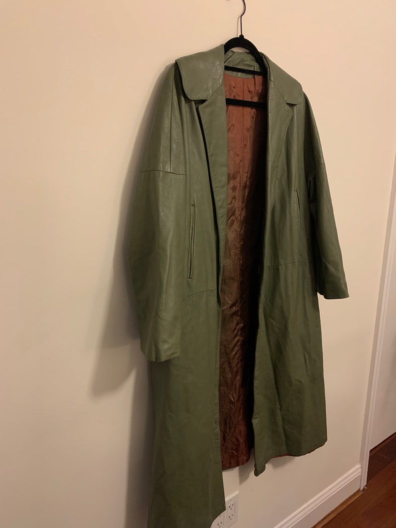Olive Green Leather Duster - Etsy