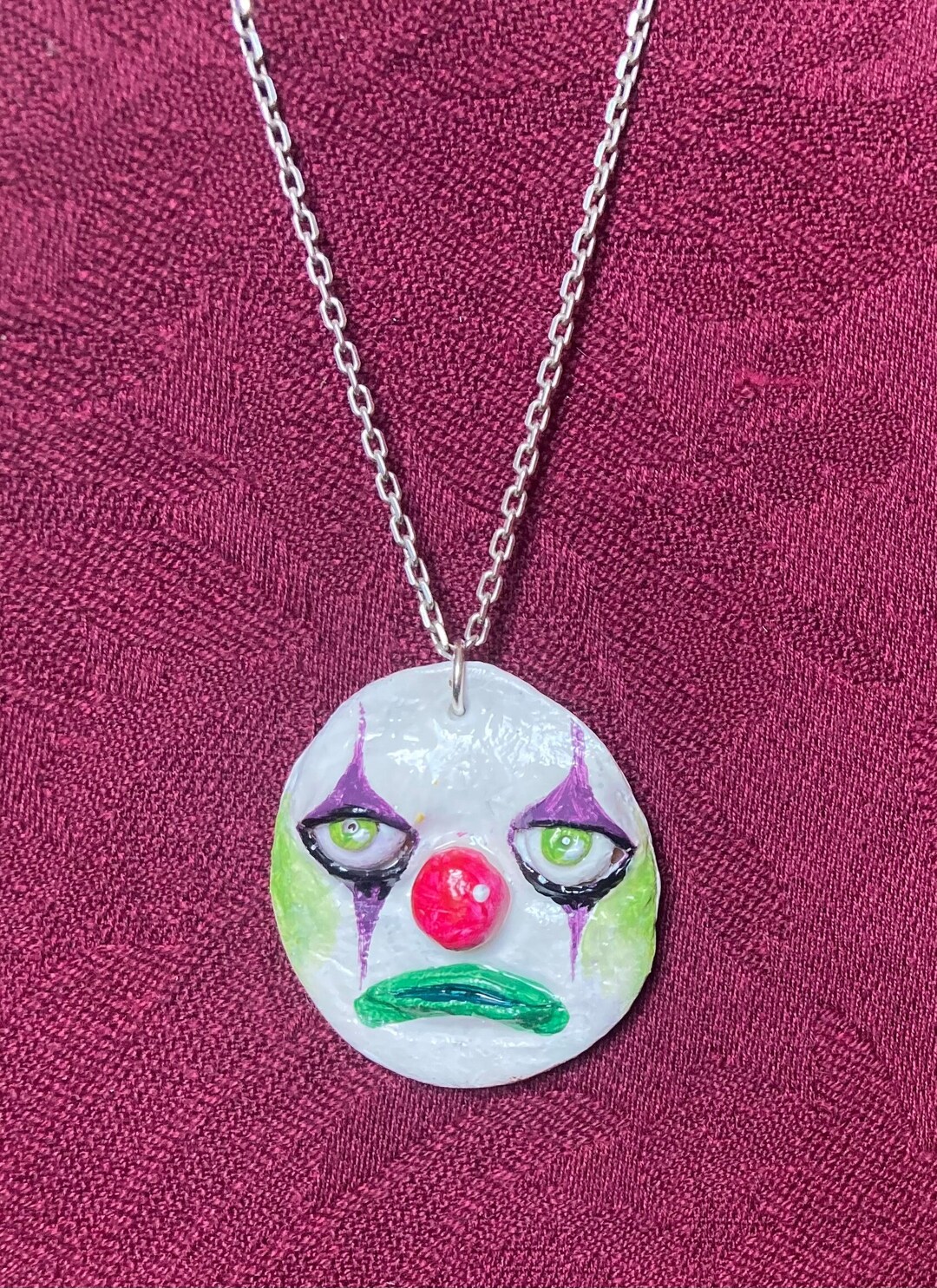 Sculpted Clay Pendant Necklace: Sad Sal - Etsy