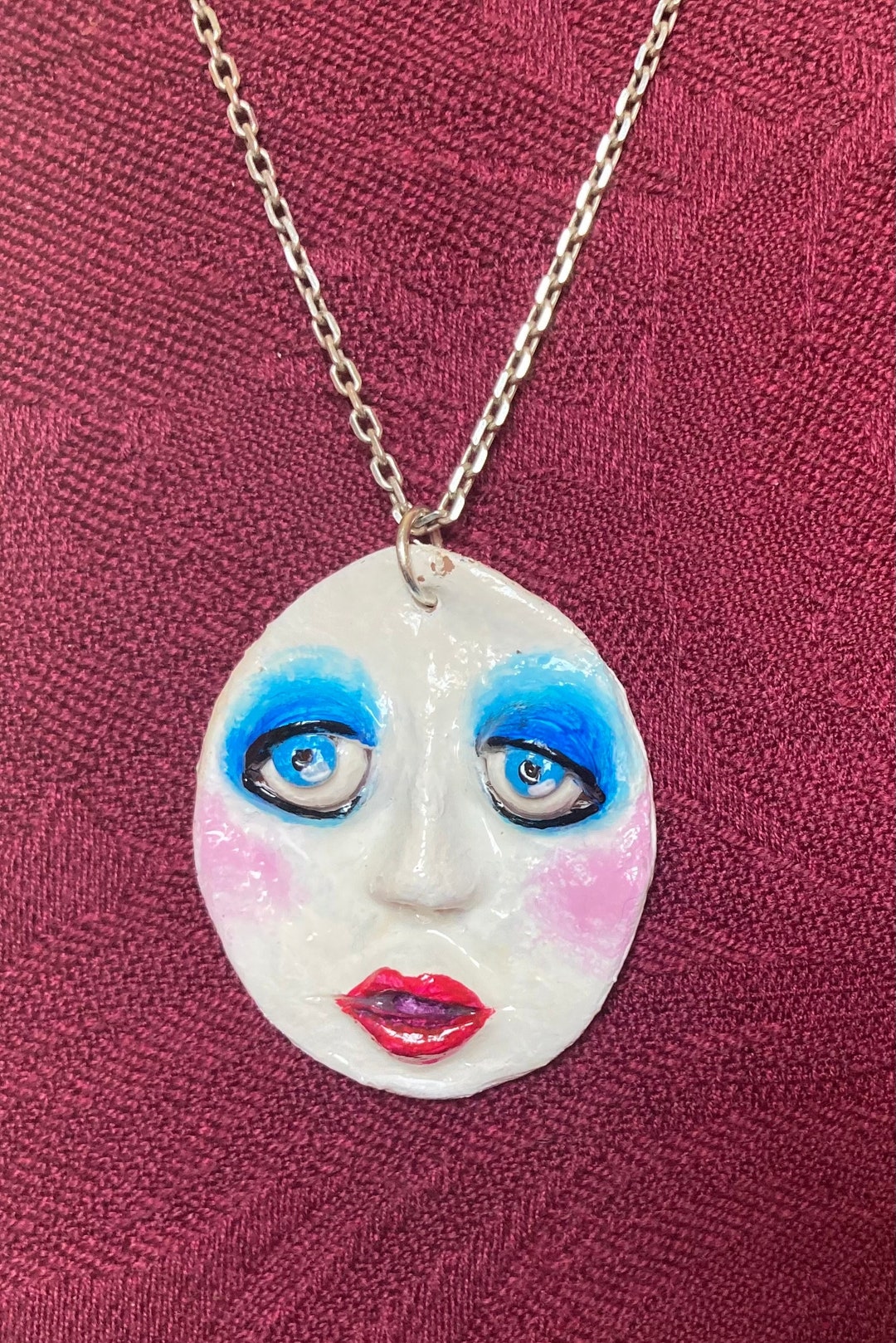 Sculpted Clay Pendant Necklace: Rowan - Etsy