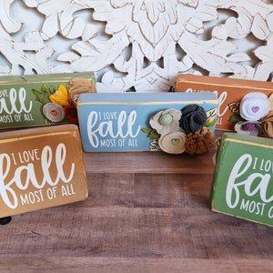 2x4 Fall Wood Block With Felt Flowers Decor - Etsy