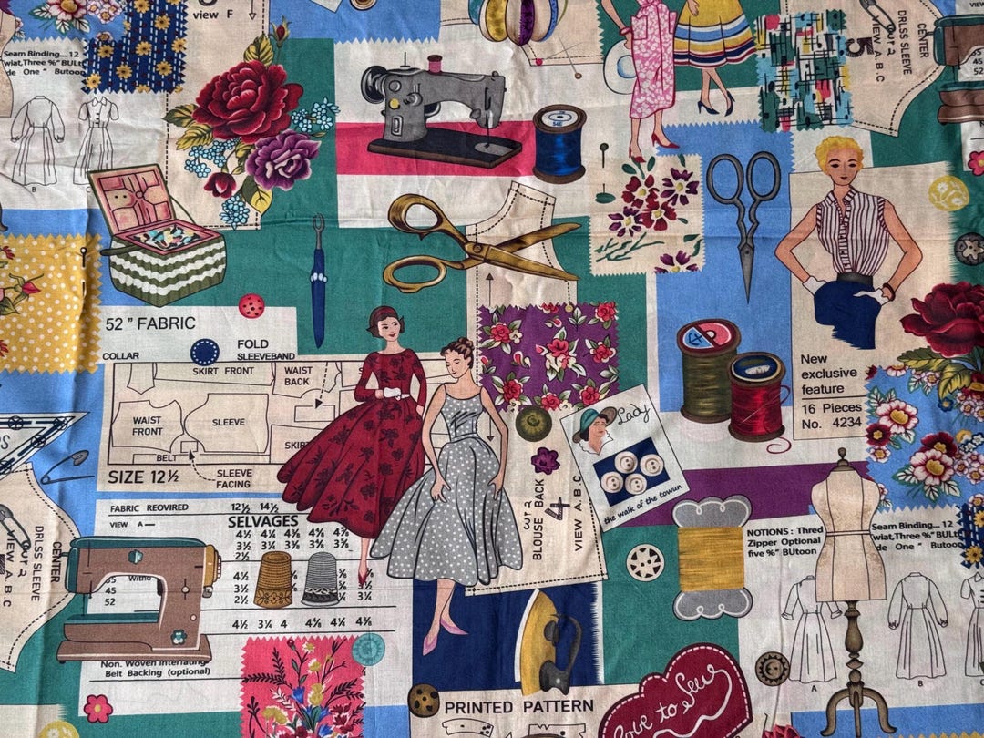 Sewing Print Fabric - Etsy