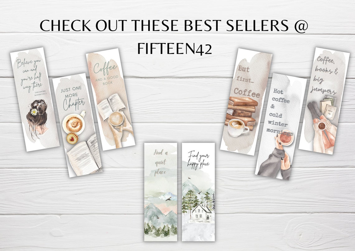 Printable Bookmarks Png Set of 2 Bookmarks Watercolour Digital ...